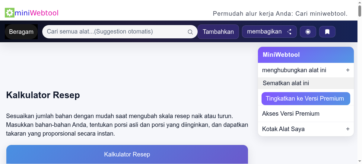 Kalkulator Resep - Ubah Skala Bahan Resep Naik atau Turun untuk Porsi ...