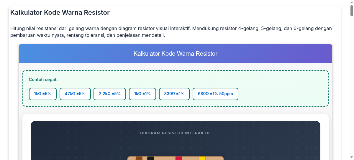 Kalkulator Kode Warna Resistor - Kalkulator Nilai Resistor 4/5/6-Gelang ...