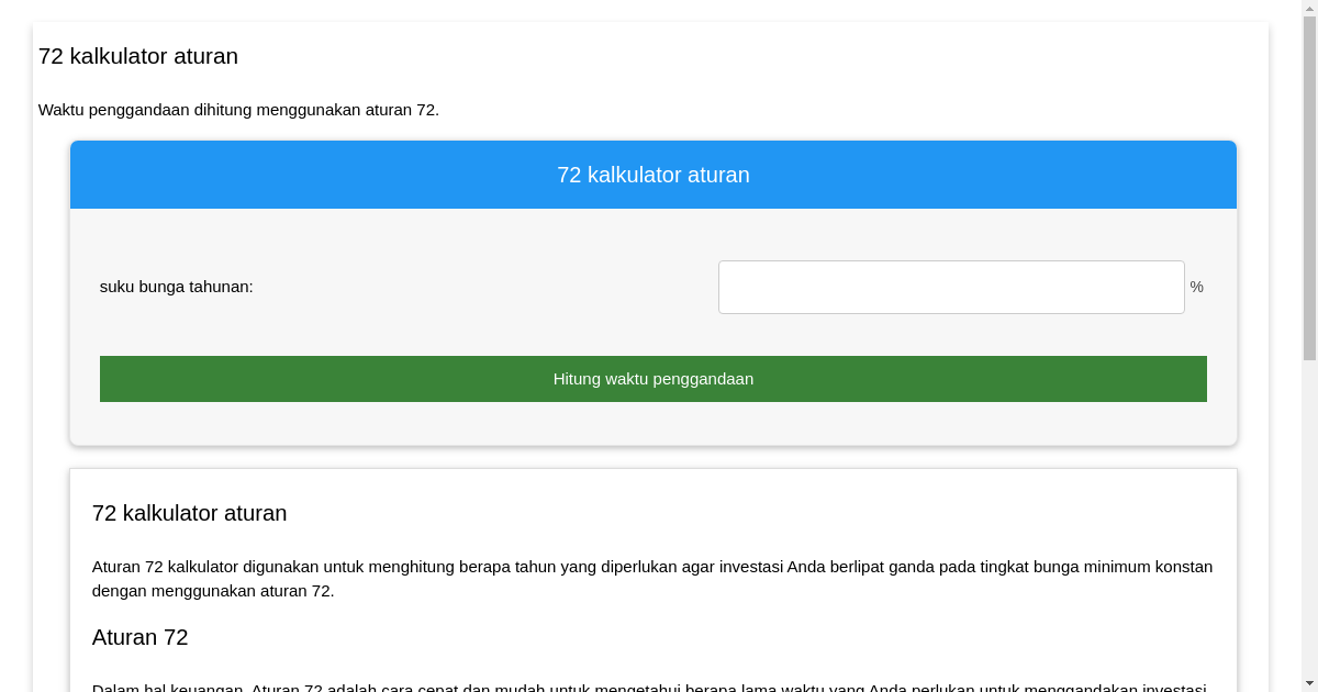 72 kalkulator aturan