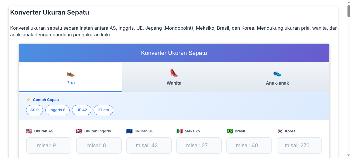 Konverter Ukuran Sepatu - Ubah Ukuran AS, Inggris, UE, Jepang ...