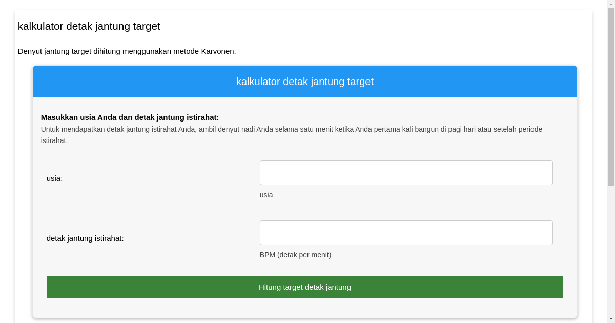Kalkulator Detak Jantung Target - Hitung detak jantung target ...