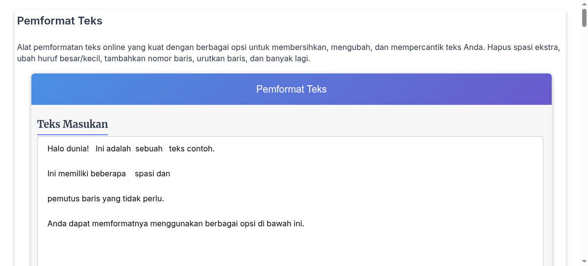 Pemformat Teks - Format, Bersihkan, dan Ubah Teks Anda Secara Instan