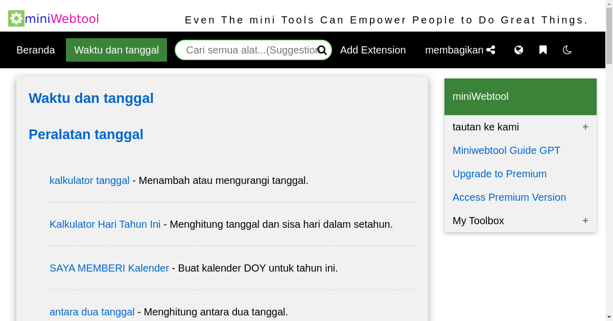 Alat dan Kalkulator - Waktu dan tanggal