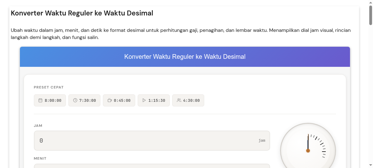 Konverter Waktu Reguler ke Waktu Desimal - Ubah Jam Menit Detik ke ...
