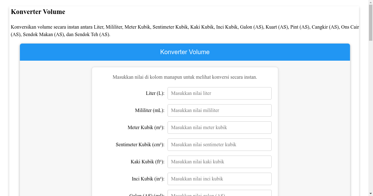 Konverter Volume Interaktif Gratis