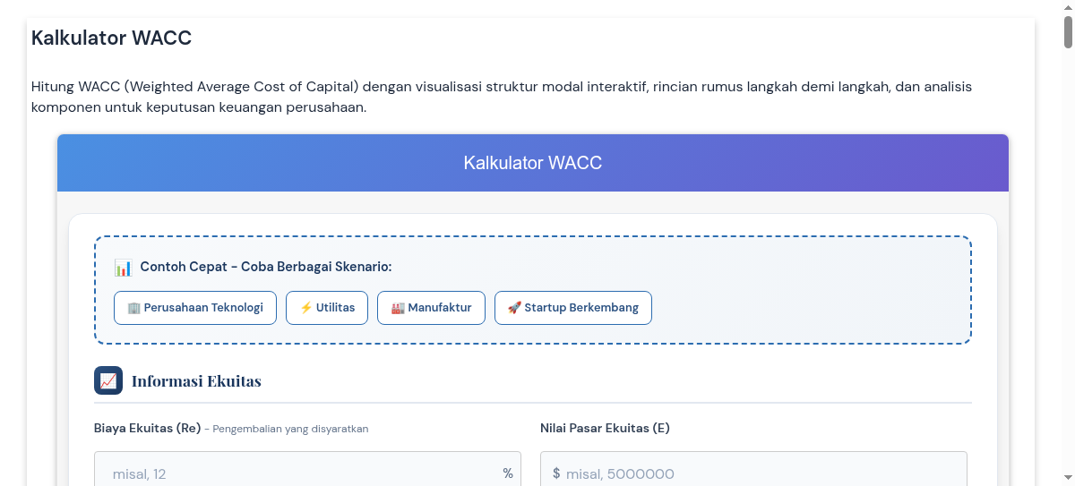 Kalkulator WACC - Weighted Average Cost of Capital dengan Analisis ...