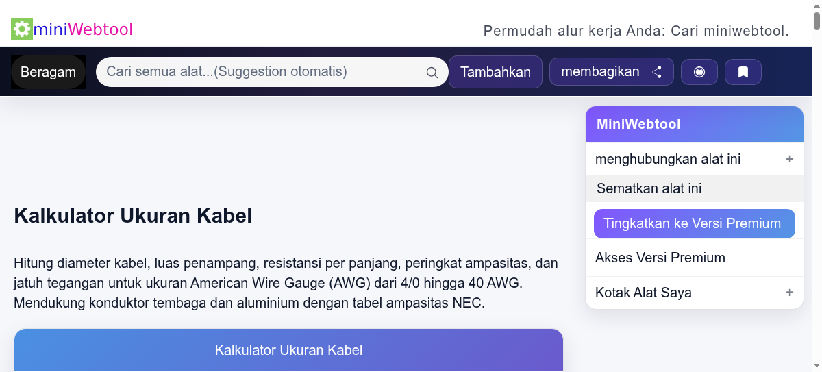 Kalkulator Ukuran Kabel - Ukuran AWG, Ampasitas, Resistansi & Jatuh ...