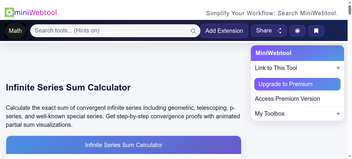 Infinite Series Sum Calculator - Geometric, p-Series, Telescoping ...