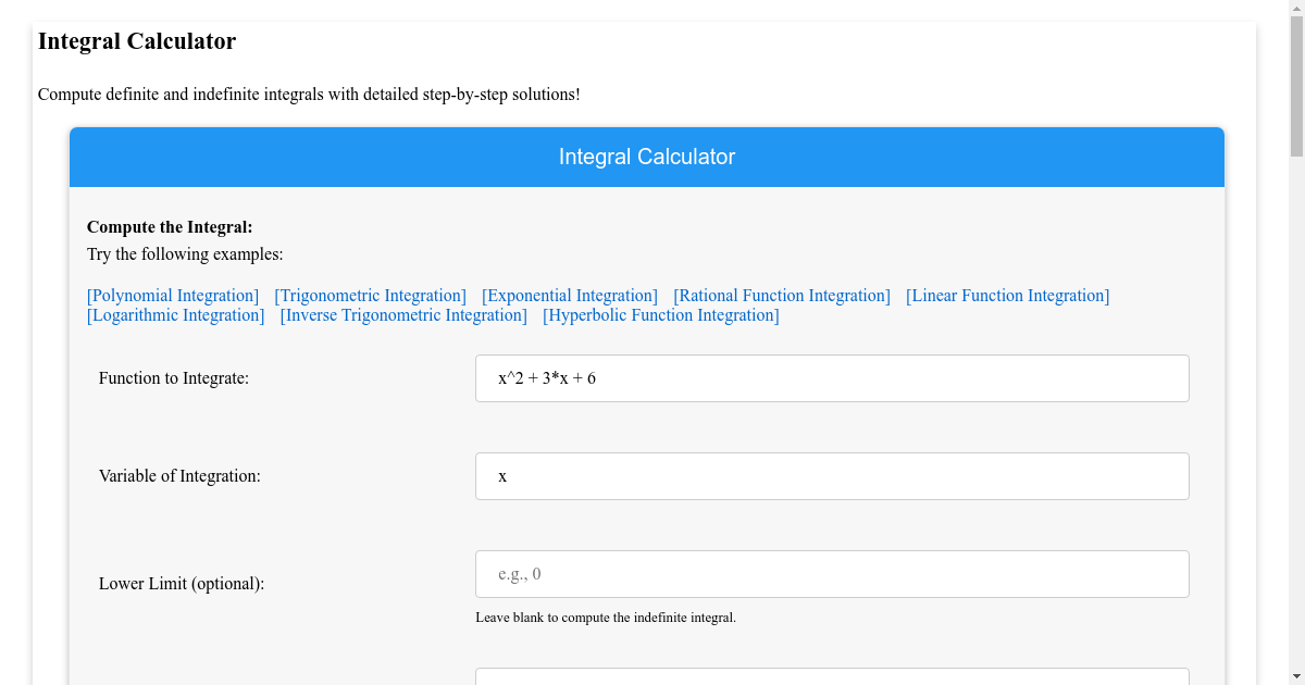 Integral Calculator with Step-by-Step Solutions
