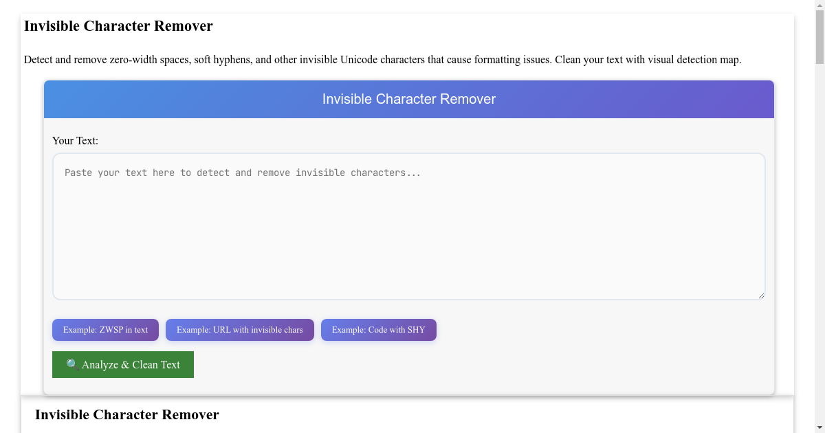 Invisible Character Remover - Detect & Remove Hidden Unicode Characters