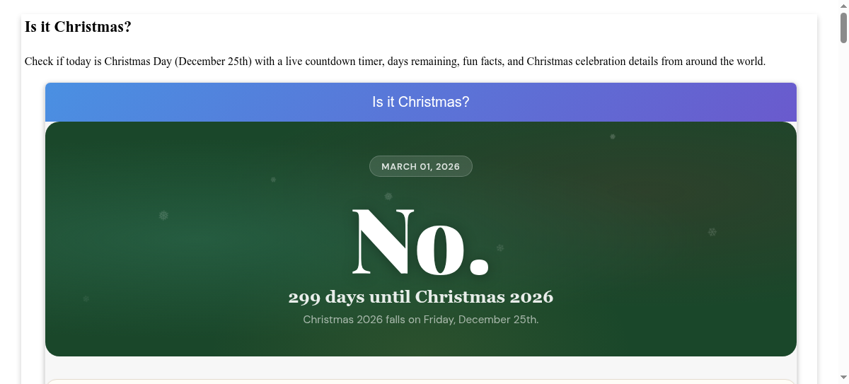 Is it Christmas? - Christmas Countdown, Fun Facts & Holiday Tracker