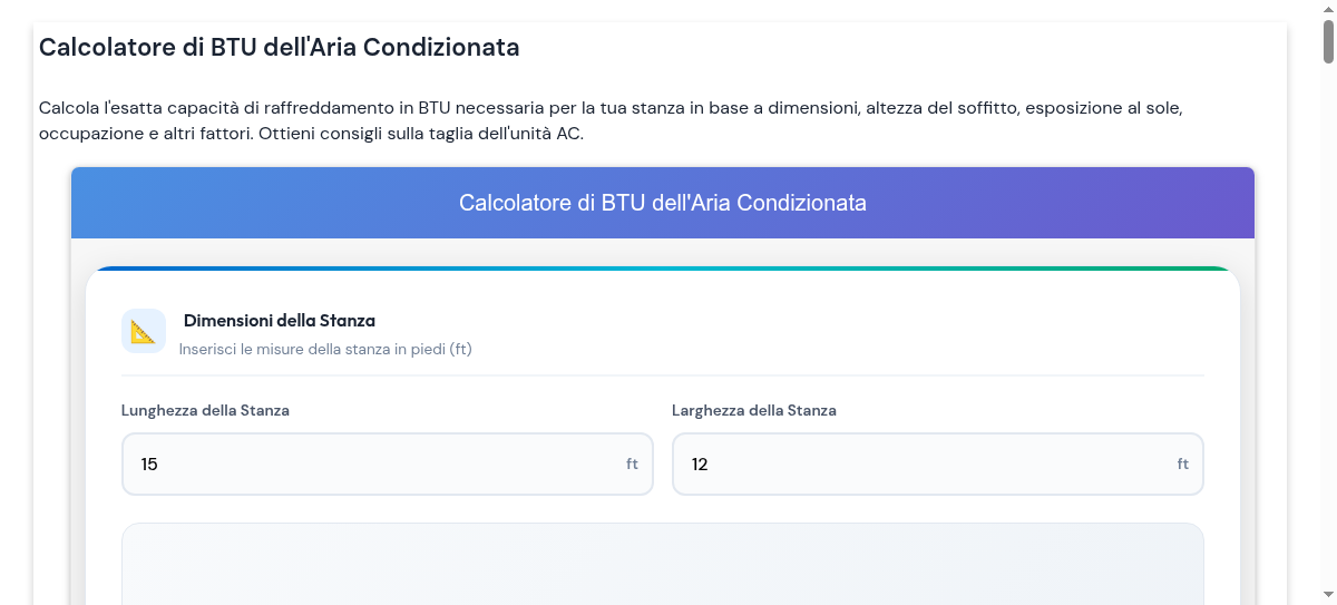 Calcolatore di BTU dell'Aria Condizionata - Guida a Dimensioni Stanza e ...