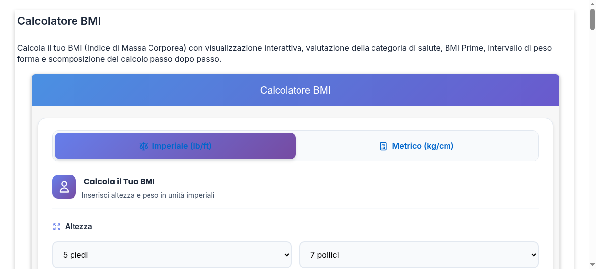 Calcolatore BMI - Calcola il tuo Indice di Massa Corporea con ...