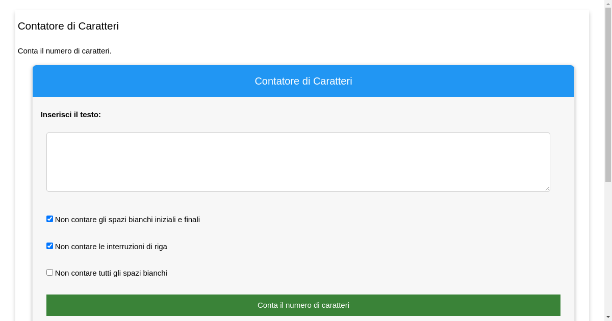 Contatore di caratteri - Conta caratteri, lettere, numeri e simboli