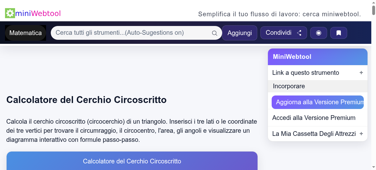 Calcolatore del Cerchio Circoscritto - Circocerchio di un Triangolo con ...