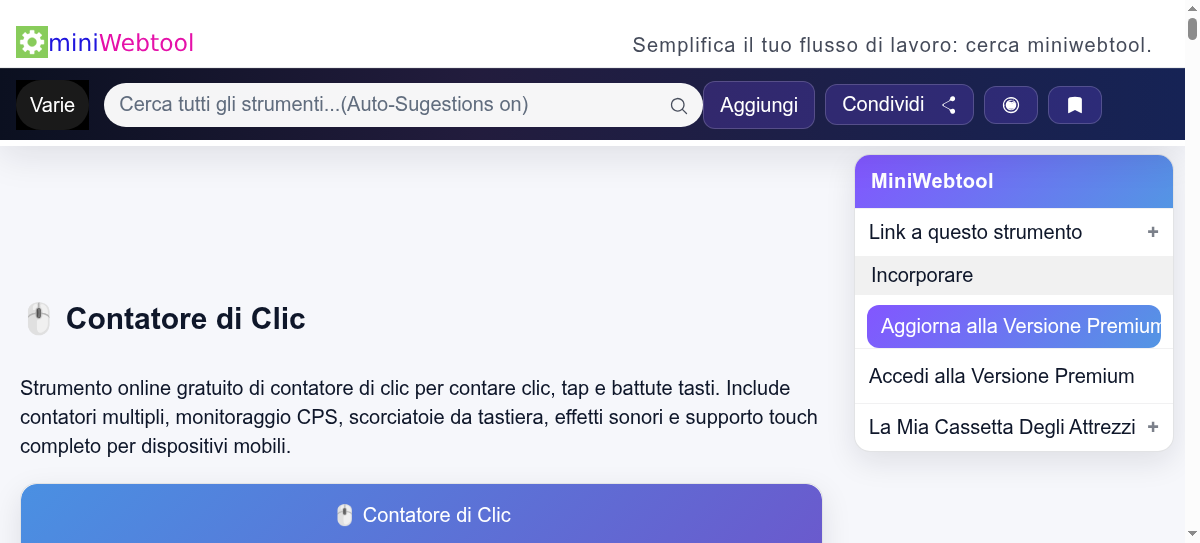 Contatore di Clic - Conta Clic e Tap con Supporto Tastiera e Touch