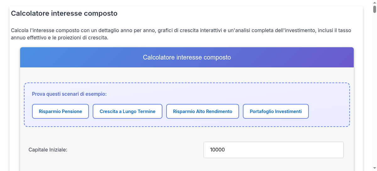 Calcolatore interesse composto - Calcola l'interesse composto con ...