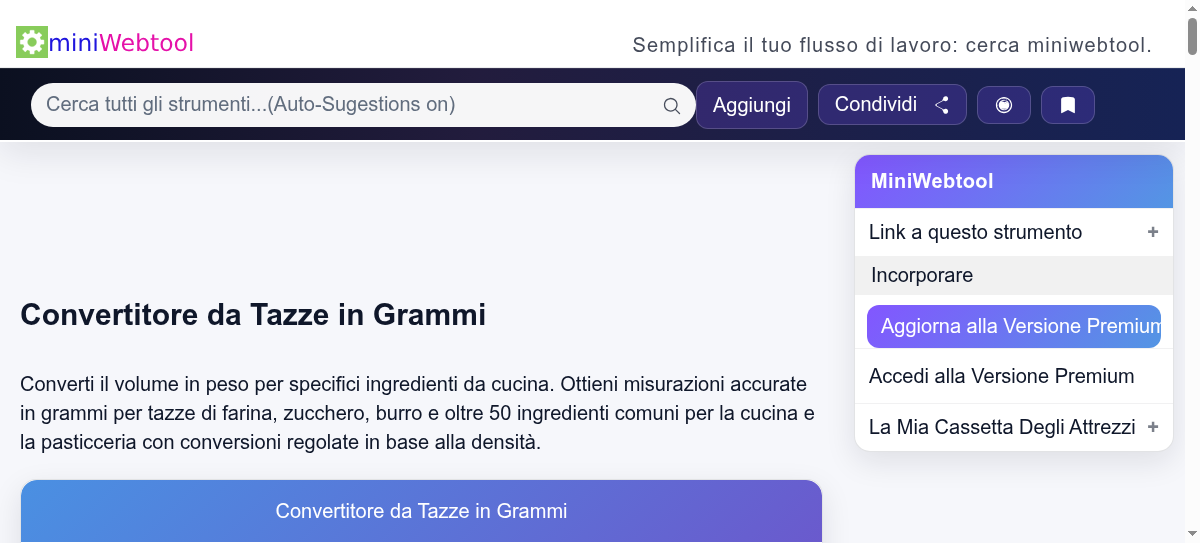 Convertitore da Tazze in Grammi - Converti Tazze in Grammi per oltre 50 ...