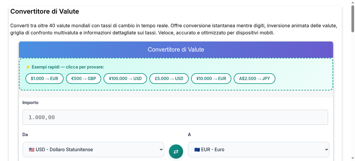 Convertitore di Valute - Calcolatore tassi di cambio in tempo reale con ...