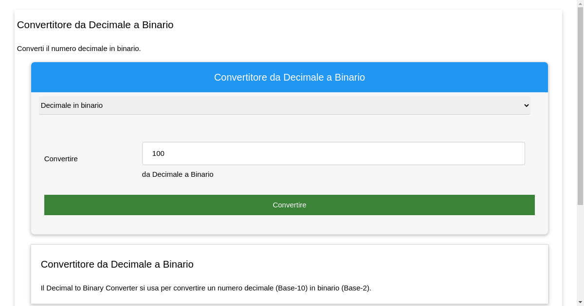 Convertitore da Decimale a Binario | Strumento per Conversione da ...