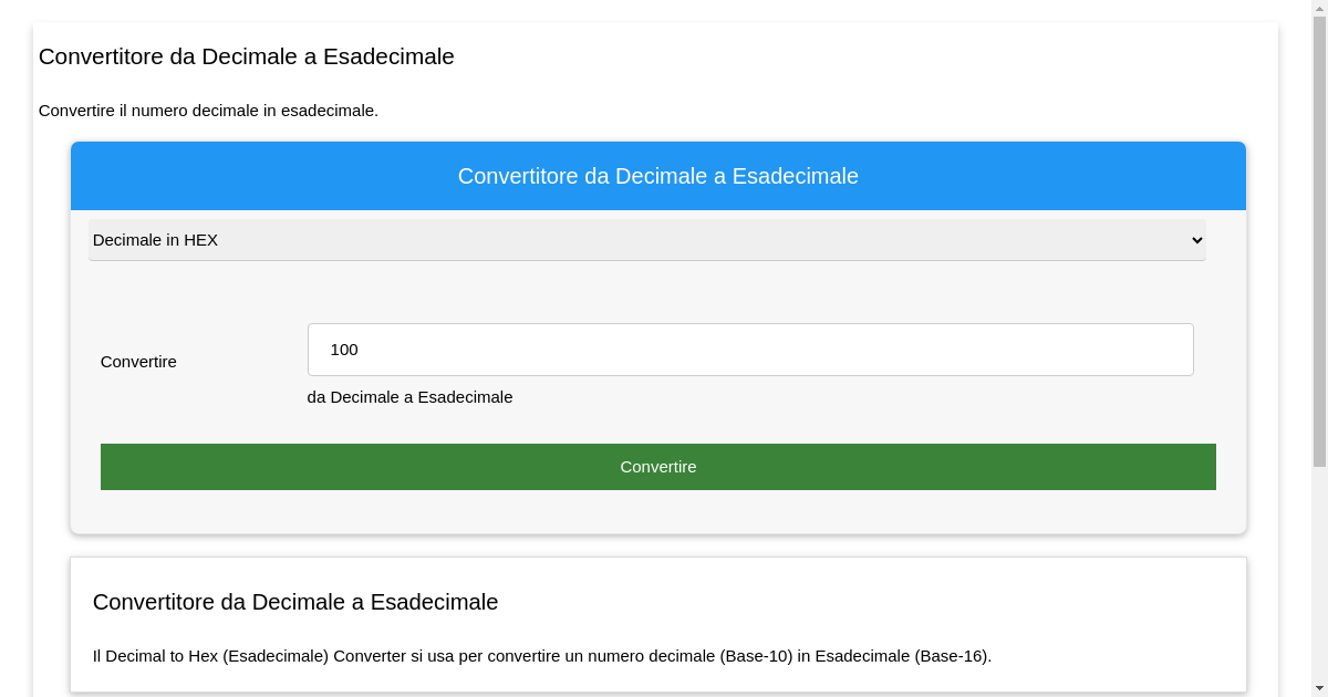 Convertitore da Decimale a Esadecimale | Strumento per Conversione da ...