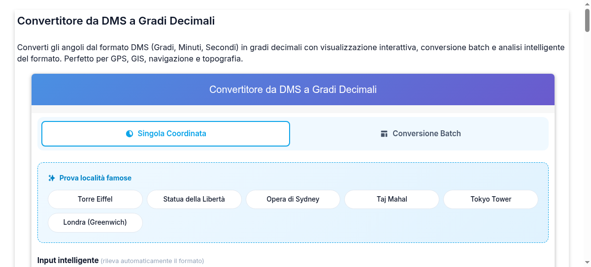 Convertitore da DMS a Gradi Decimali - Converti coordinate con ...