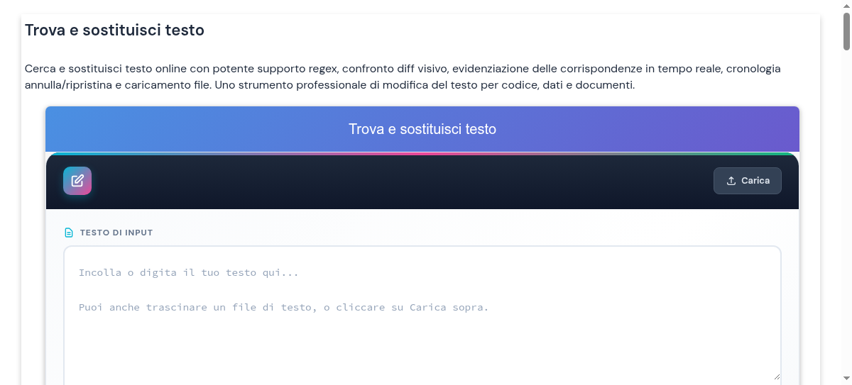 Trova e sostituisci testo online - Editor di testo gratuito con regex ...