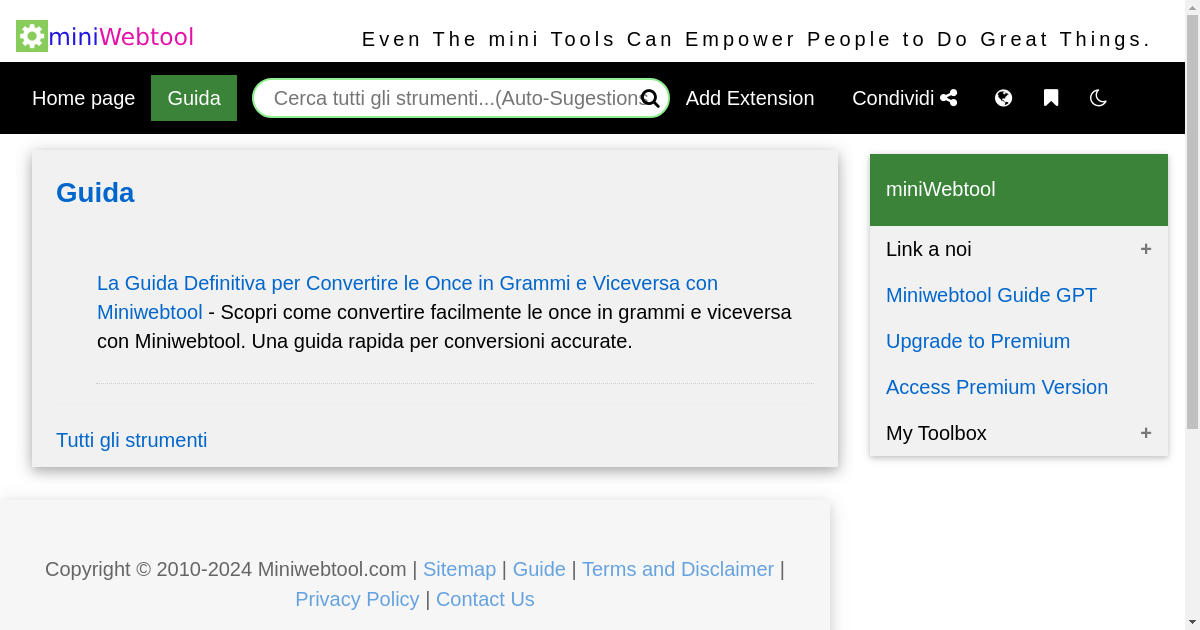 Strumenti e calcolatrice - Guida