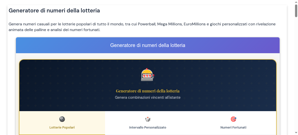 Generatore di numeri della lotteria - Genera numeri della lotteria ...