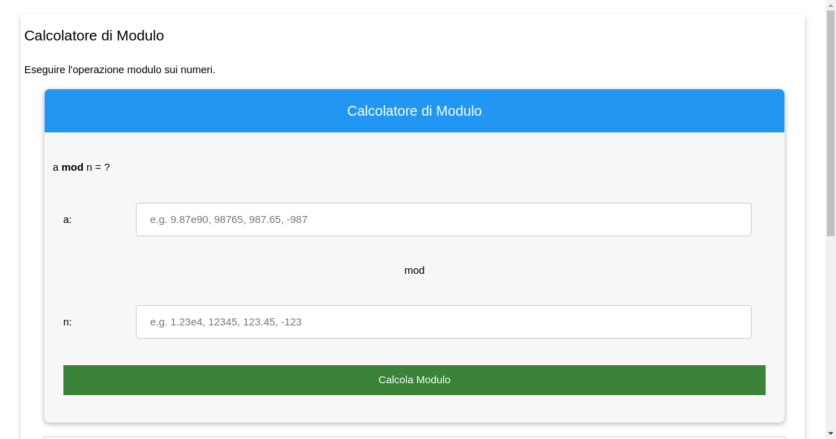 Calcolatore di Modulo