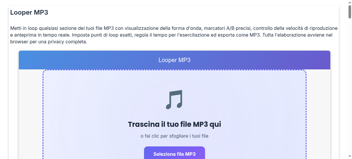 Looper MP3 - Strumento gratuito per loop audio online con editor visivo ...