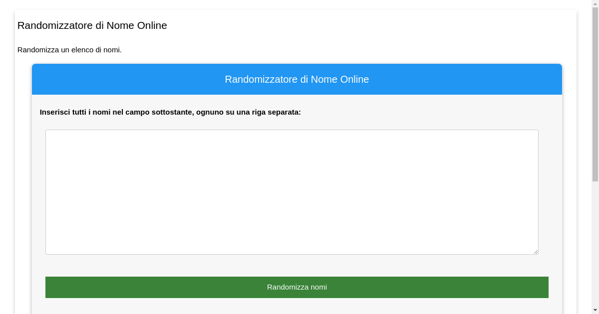 Randomizzatore di Nome Online