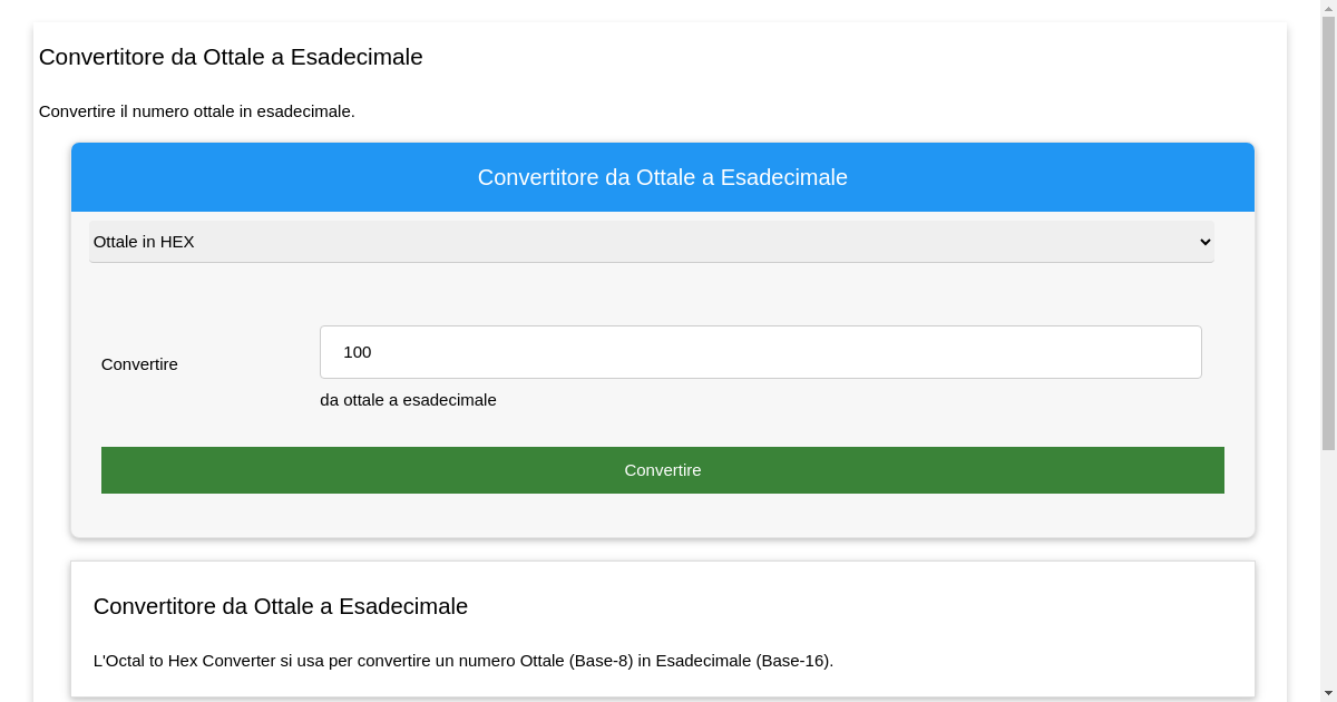 Convertitore da Ottale a Esadecimale | Strumento per Conversione di ...