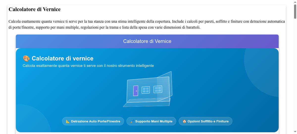 Calcolatore di Vernice - Stima vernice per pareti, soffitti e finiture