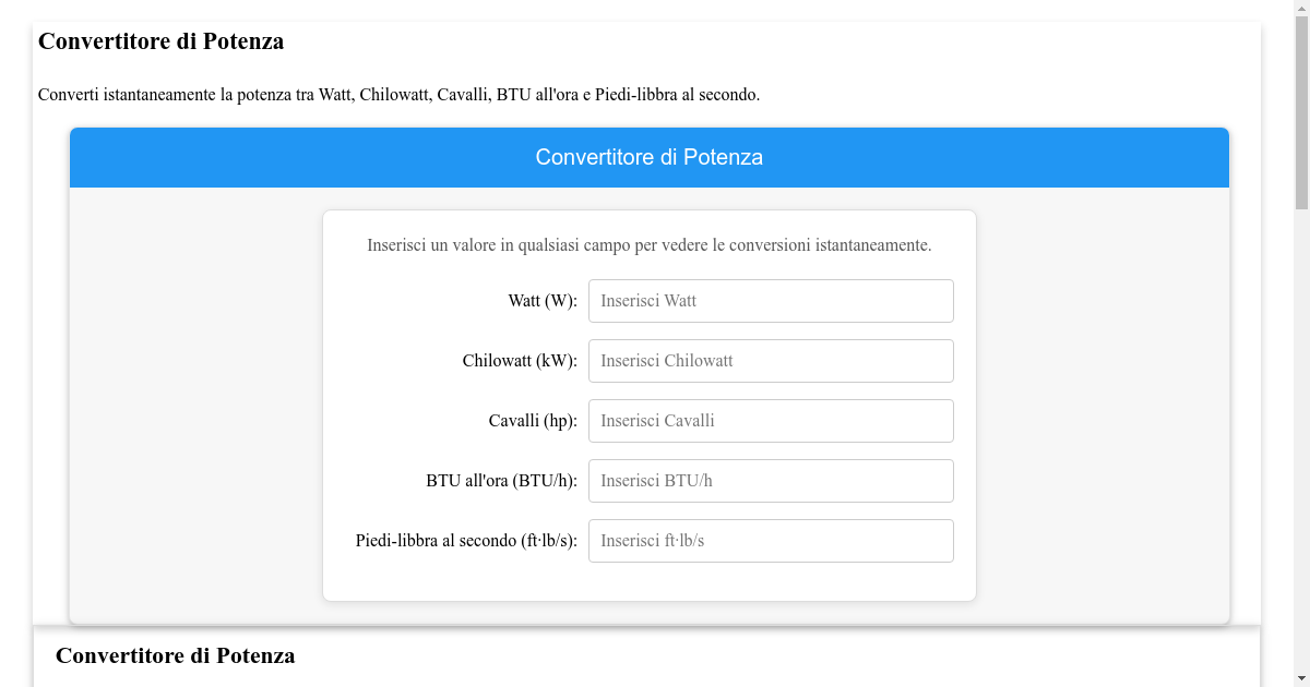 Convertitore di Potenza Interattivo Gratuito