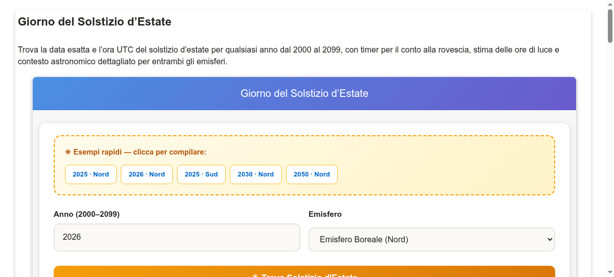 Giorno del Solstizio d’Estate - Trova Data Esatta, Ora e Countdown per ...