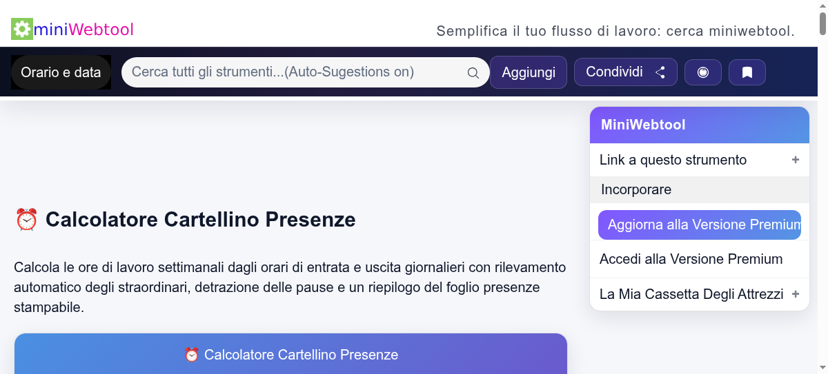 Calcolatore Cartellino Presenze - Monitora Ore di Lavoro Settimanali ...