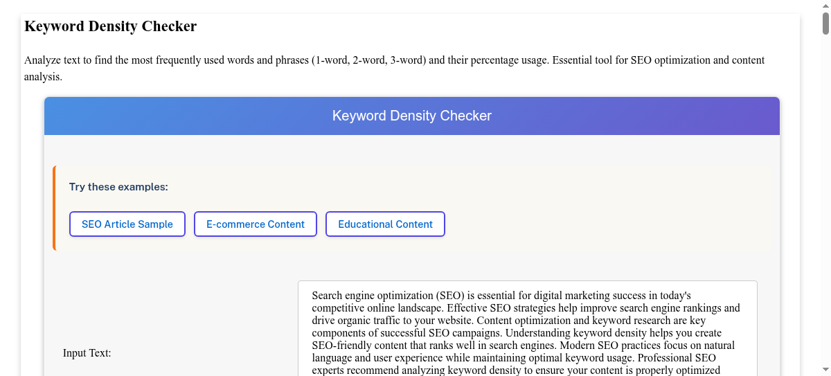 Keyword Density Checker - Analyze Word and Phrase Frequency for SEO