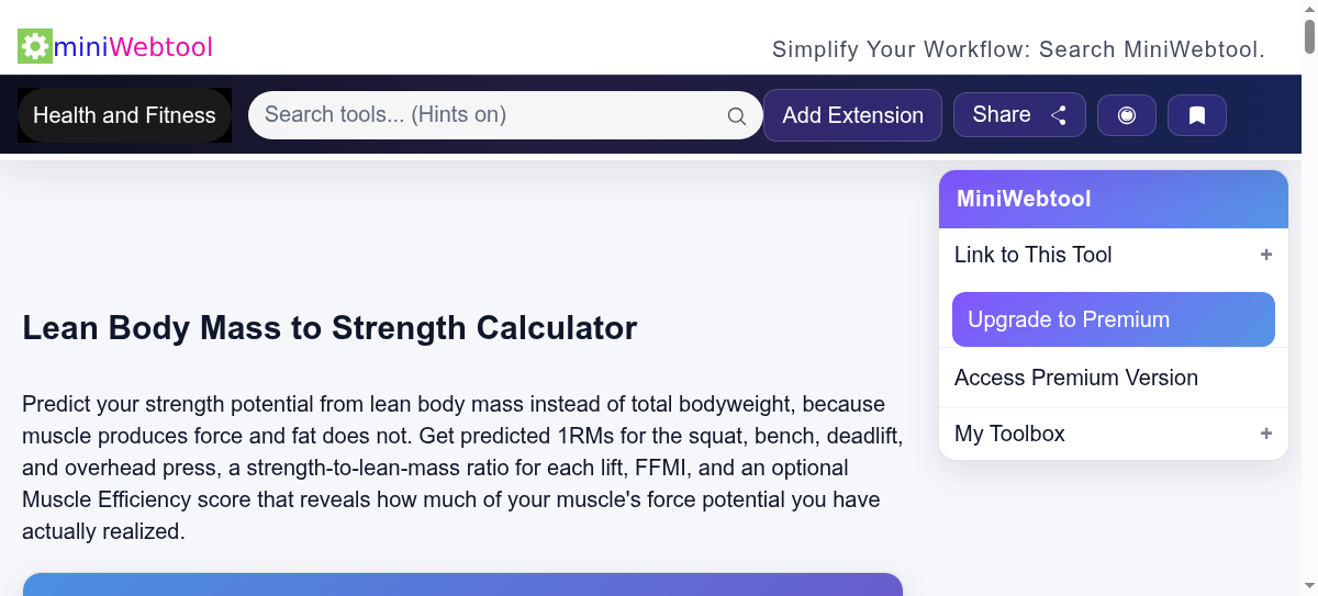Lean Body Mass to Strength Calculator - Predict Squat, Bench, Deadlift ...