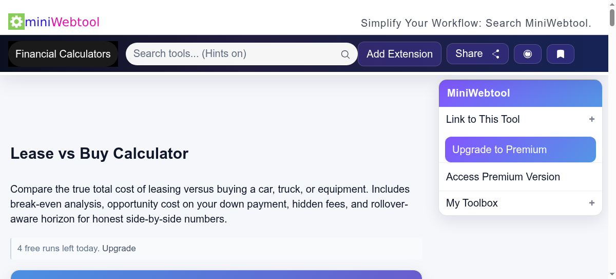 Lease vs Buy Calculator - Compare Total Cost of Leasing vs Buying a Car ...