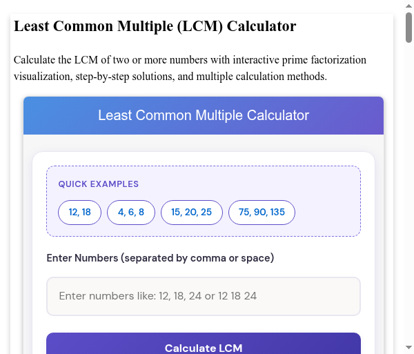 Least Common Multiple Generator