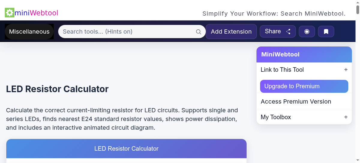 LED Resistor Calculator - Current-Limiting Resistor Value Calculator ...