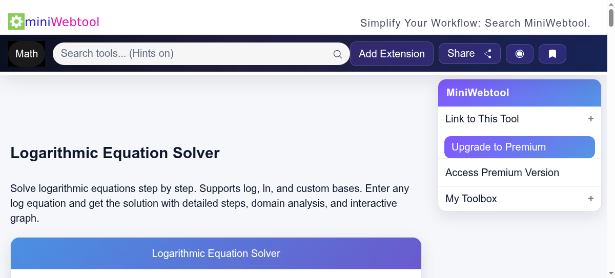 Logarithmic Equation Solver - Solve Log Equations Step by Step