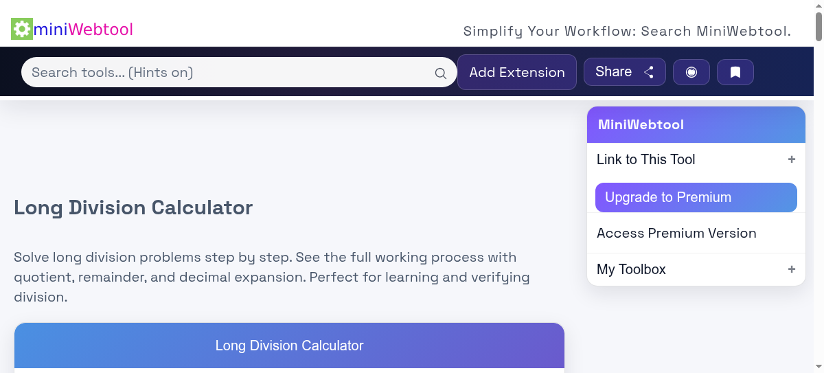 Long Division Calculator - Step by Step with Remainders and Decimals