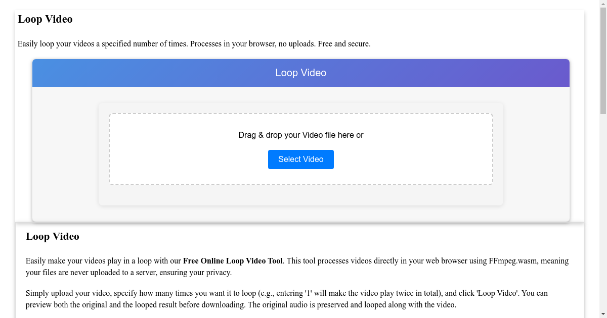 Loop Video Online for Free (MP4, WEBM, MOV)