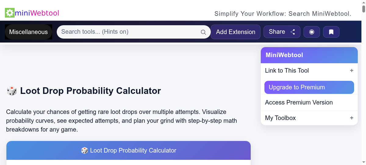 Loot Drop Probability Calculator - Rare Drop Chances Over Multiple Attempts