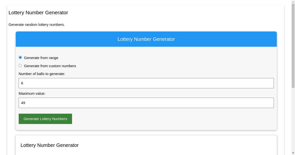 Lottery Number Generator - Generate Random Lottery Numbers