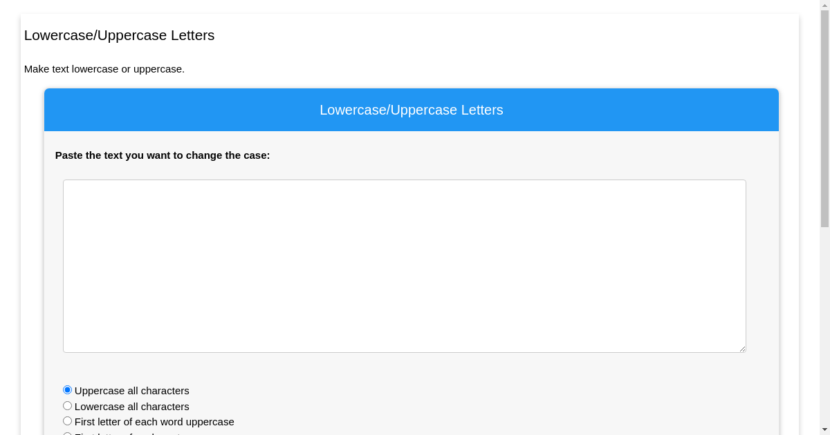 Lowercase or Uppercase Letters