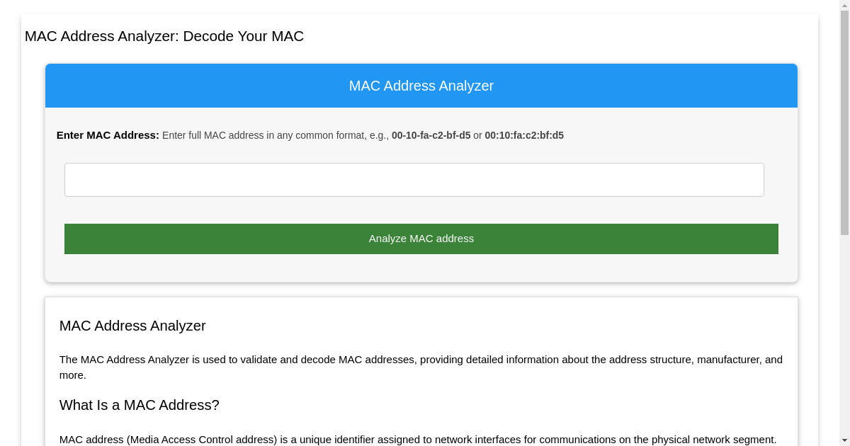 MAC Address Analyzer