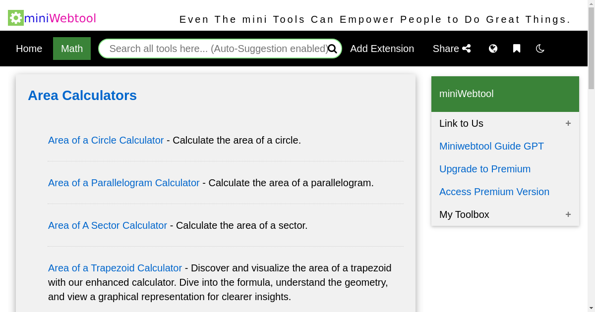 Online Tools and Calculators - Area Calculators
